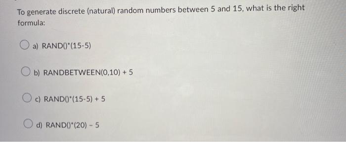 Solved To generate discrete (natural) random numbers between | Chegg.com