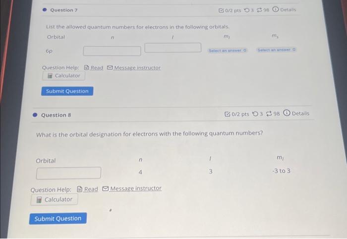 Solved List the allowed quantum numbers for electrons in the | Chegg.com