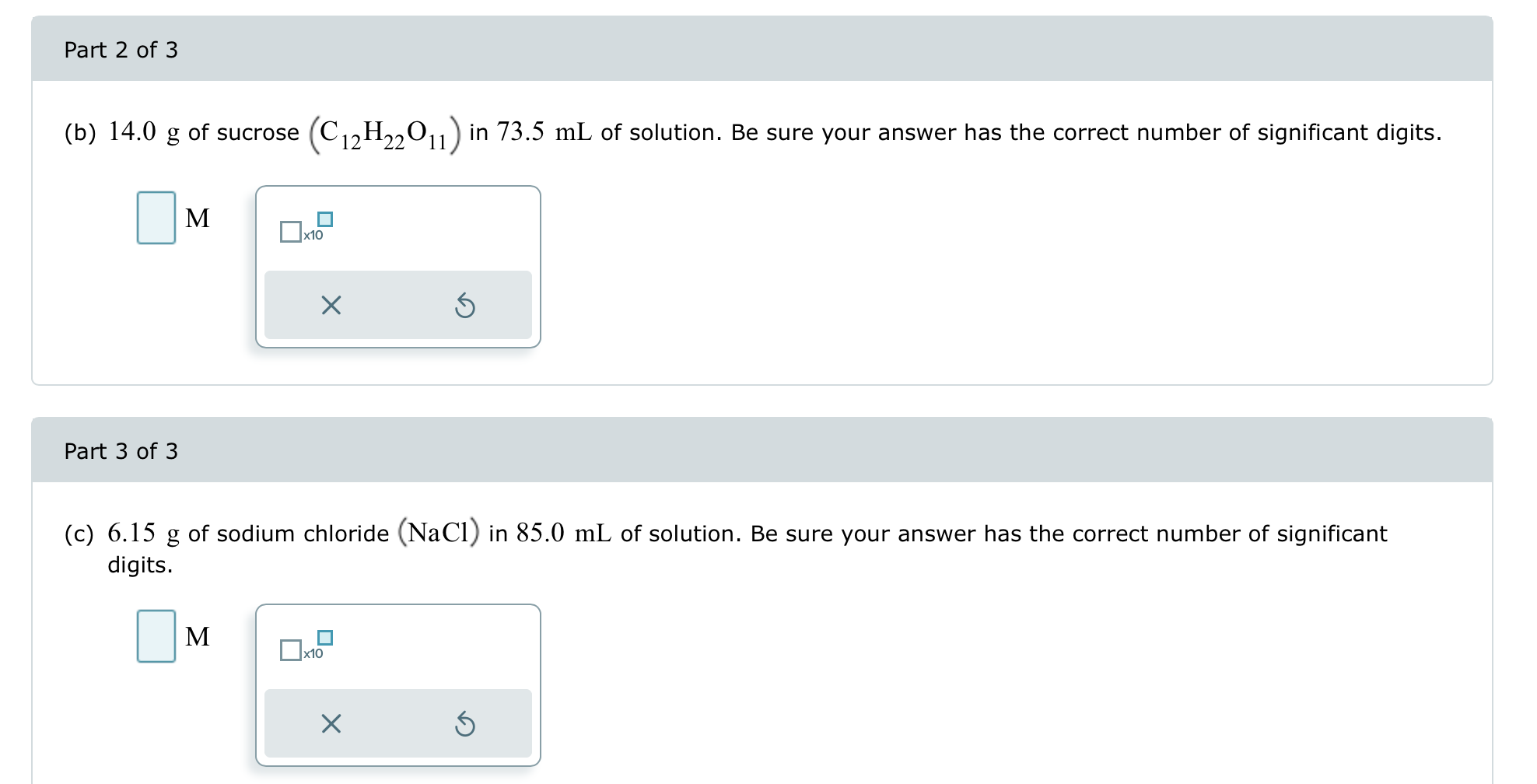 Solved CALCULATE THE MOLARITY OF EACH OF THE FOLLOWING | Chegg.com