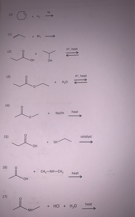 Solved Worksheet: Organic Reactions For each of the | Chegg.com