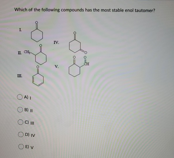 Solved Which of the following compounds has the most stable | Chegg.com