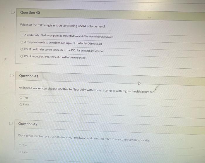 Solved Which of the following is untrue concerning OSHA | Chegg.com