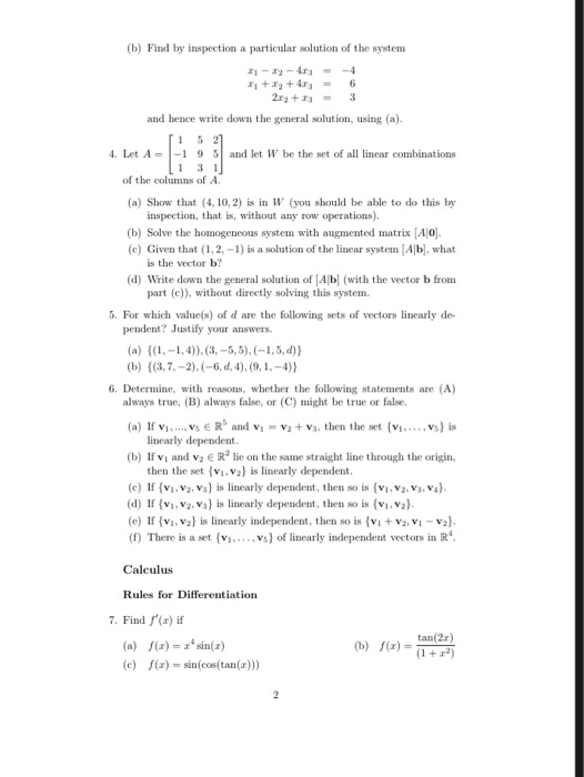 Solved Mathematics IA Tutorial 4 (week 5) Semester 2, 2019 | Chegg.com