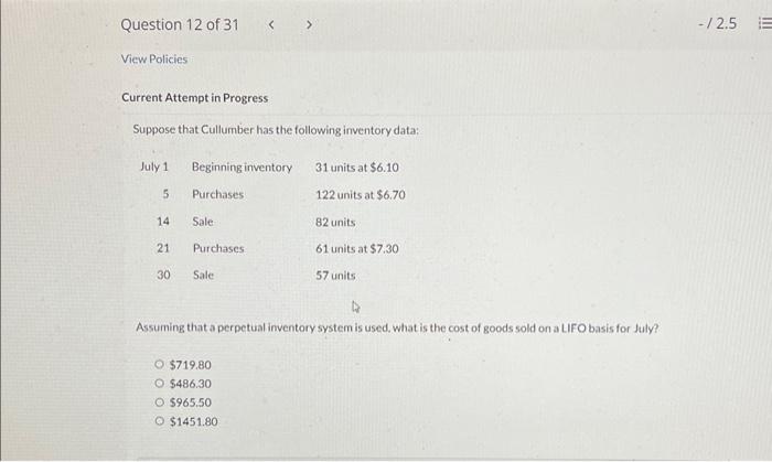 Solved Current Attempt in Progress Suppose that Cullumber | Chegg.com