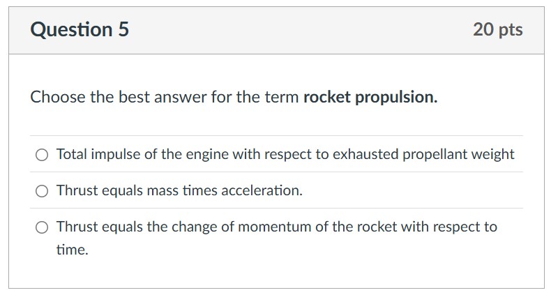 Solved Question 5Choose the best answer for the term rocket | Chegg.com