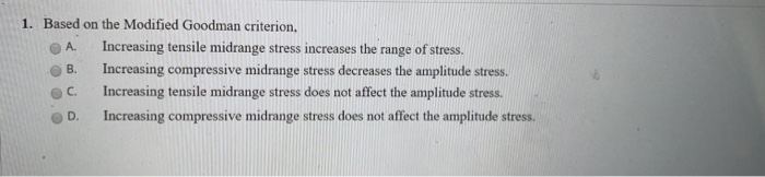 Solved 1. Fatigue criteria (such as Modified Goodman, | Chegg.com