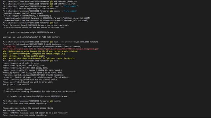 Solved Trying to create a new git repo branch. Commit and | Chegg.com