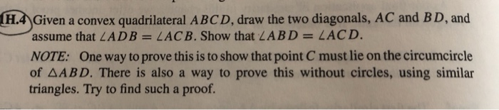 Solved TH.4 Given a convex quadrilateral ABCD, draw the two | Chegg.com