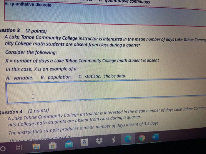 Solved continuous B. quantitative discrete Jestion 3 (2 | Chegg.com