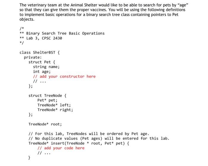 Solved The veterinary team at the Animal Shelter would like | Chegg.com