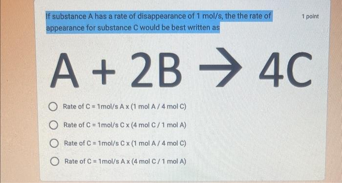 Solved A+2B→4C | Chegg.com