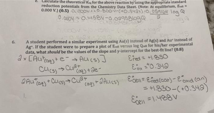 Solved Calculate the theoretical Key for the above reaction | Chegg.com