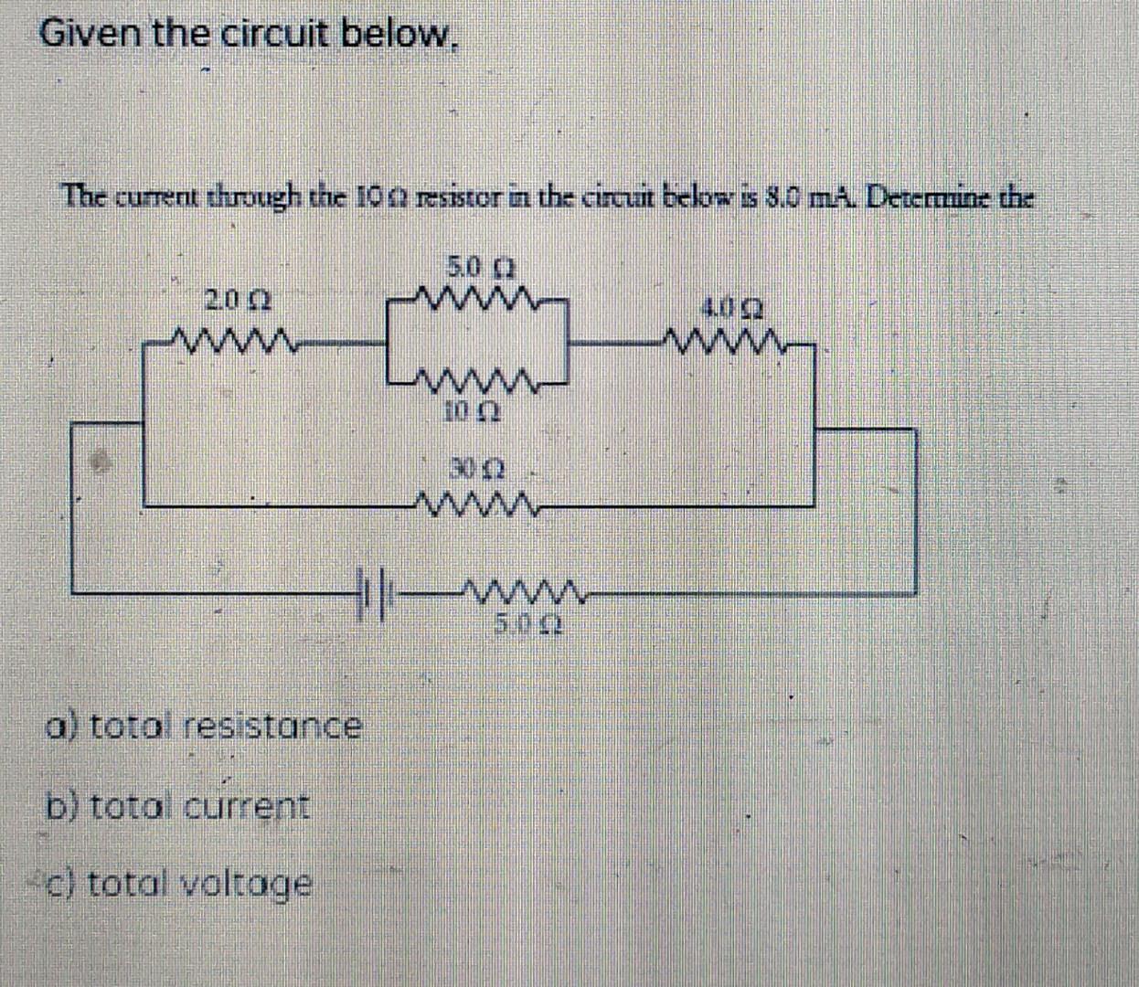 Solved Given the circuit below. The current through the io r | Chegg.com