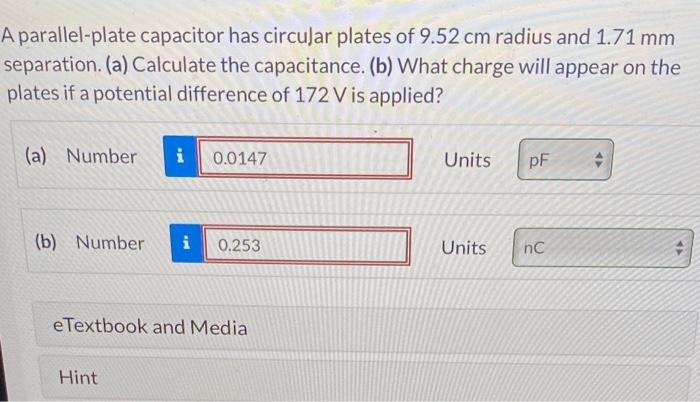 Solved A parallel-plate capacitor has circular plates of | Chegg.com
