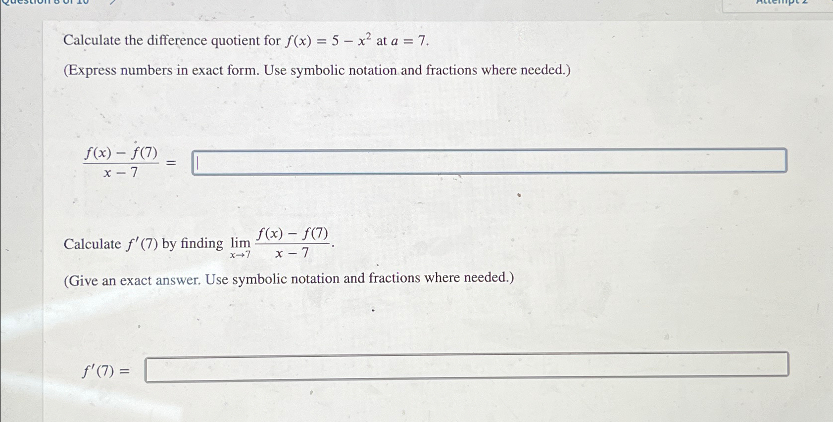Solved Calculate the difference quotient for f(x)=5-x2 ﻿at | Chegg.com