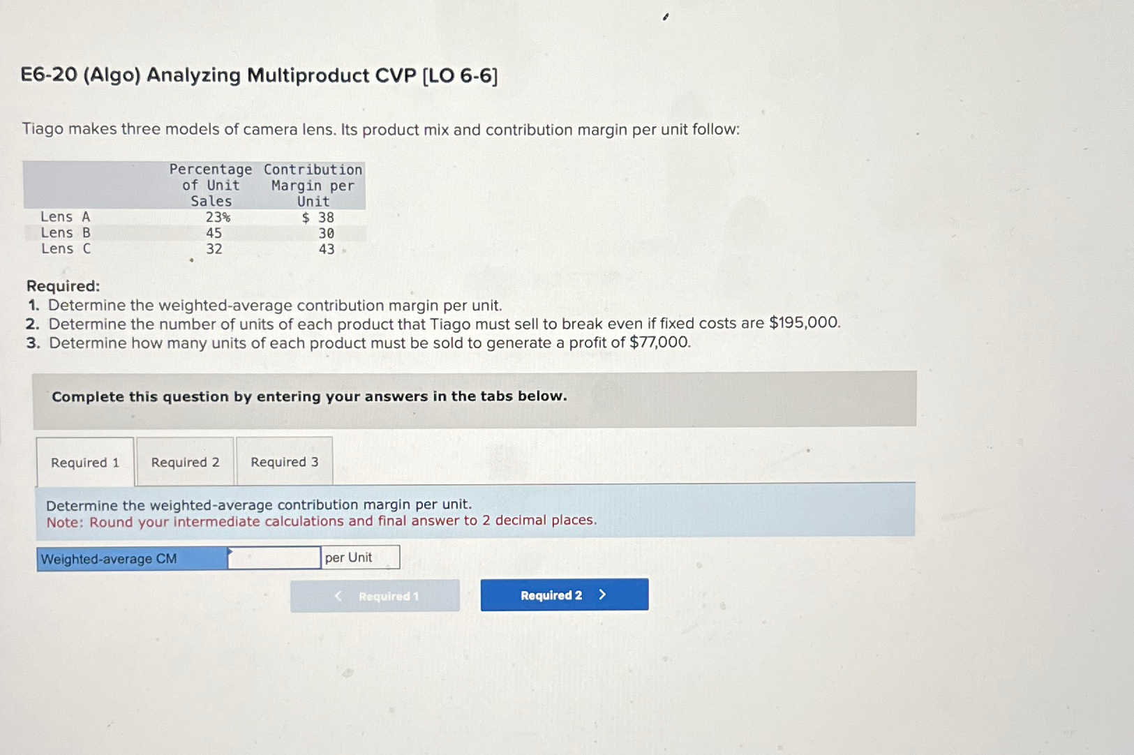 Solved E6-20 (Algo) ﻿Analyzing Multiproduct CVP [LO | Chegg.com