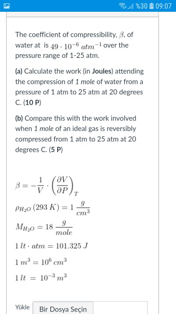 Solved 1.1 %30 @ 09:07 The coefficient of compressibility, | Chegg.com