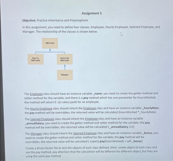 Solved Objective: Practice inheritance and Polymophism In | Chegg.com
