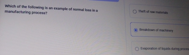 Solved Which of the following is an example of normal loss | Chegg.com