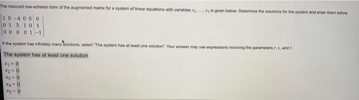 Solved The raduond row.echelon form of the augmented matrix | Chegg.com