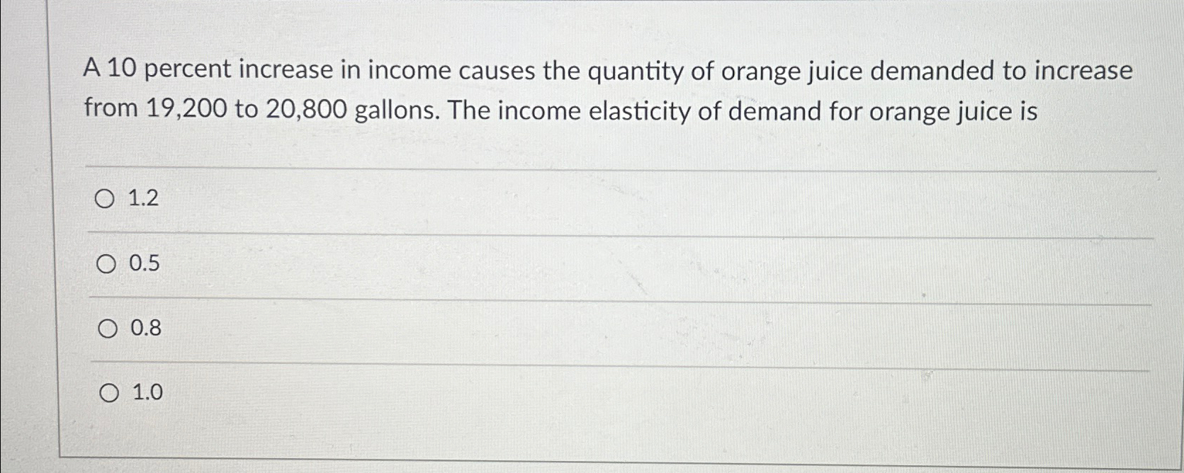 Solved A 10 ﻿percent increase in income causes the quantity | Chegg.com