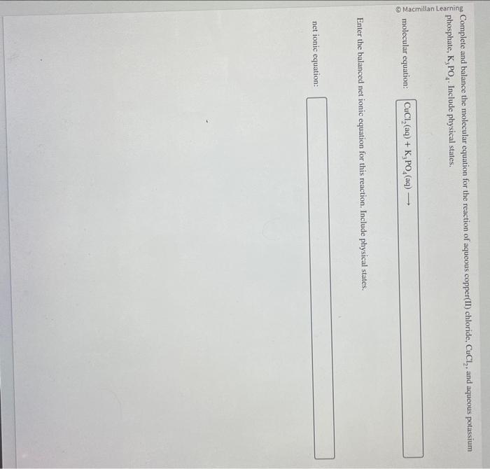 [Solved]: Complete and balance the molecular equation for
