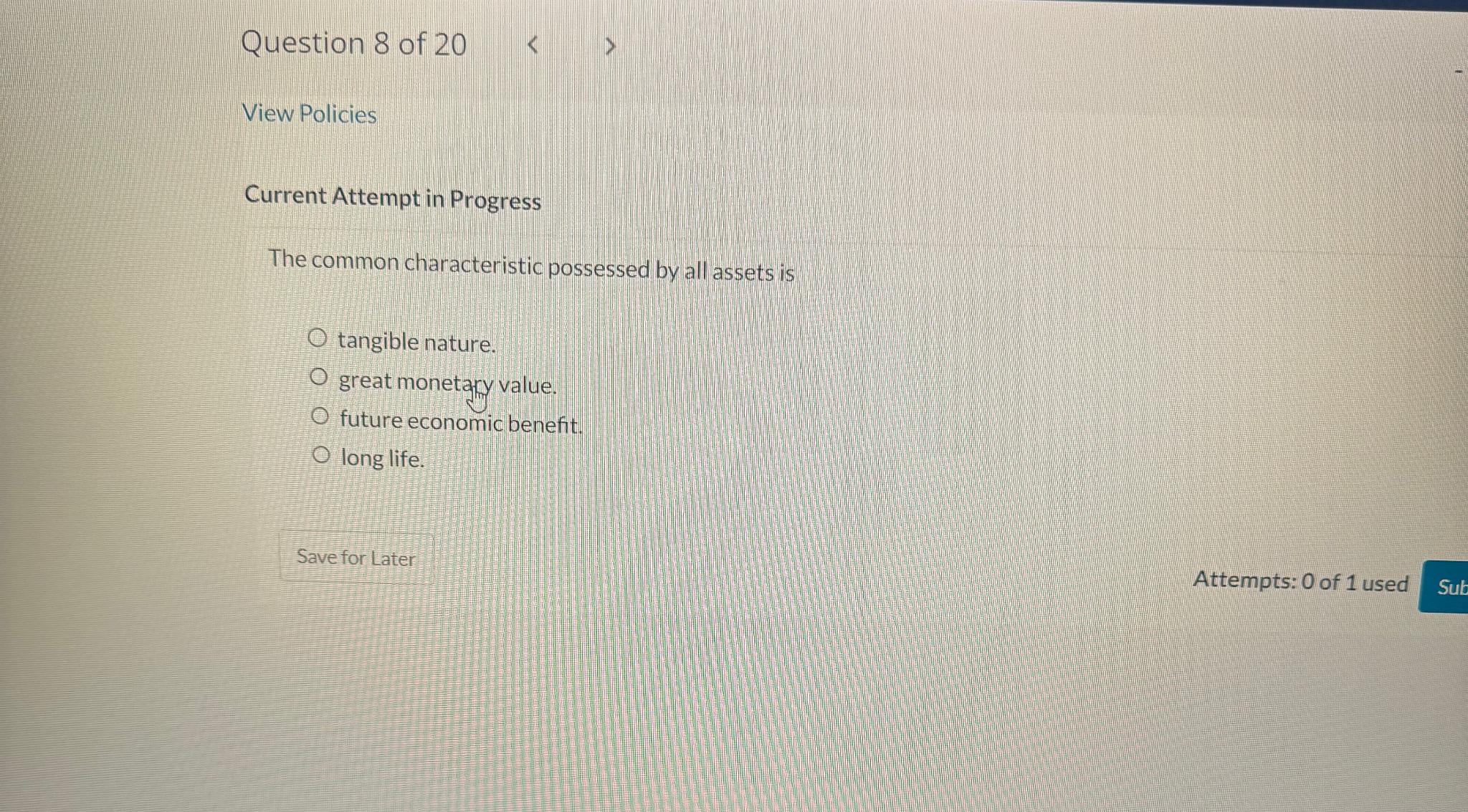 Solved Question 8 ﻿of 20View PoliciesCurrent Attempt in | Chegg.com