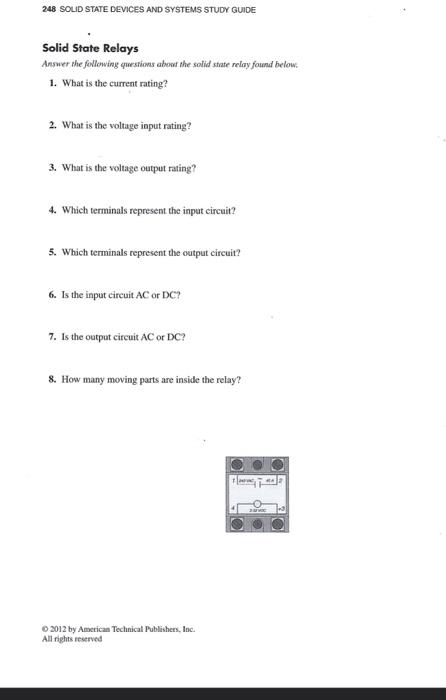 Solved Solid State Relays Answer the following questions | Chegg.com