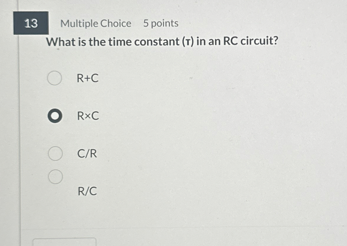 Solved Multiple Choice5 ﻿pointsWhat is the time constant ( | Chegg.com