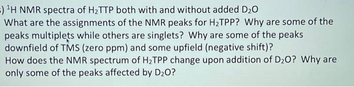 Solved 1H NMR spectra of H2 TTP both with and without added | Chegg.com