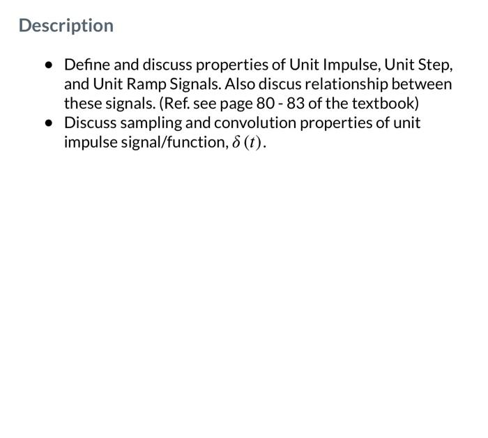 Solved Description - Define and discuss properties of Unit | Chegg.com
