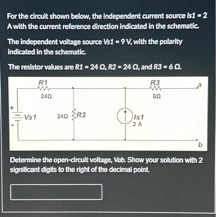 Solved For the circuit shown below, the independent current | Chegg.com