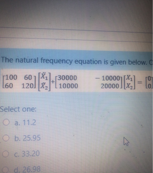 The natural frequency equation is given below. 1100 | Chegg.com