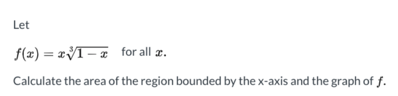 Solved Letf(x)=x1-x3, ﻿for all x.Calculate the area of the | Chegg.com