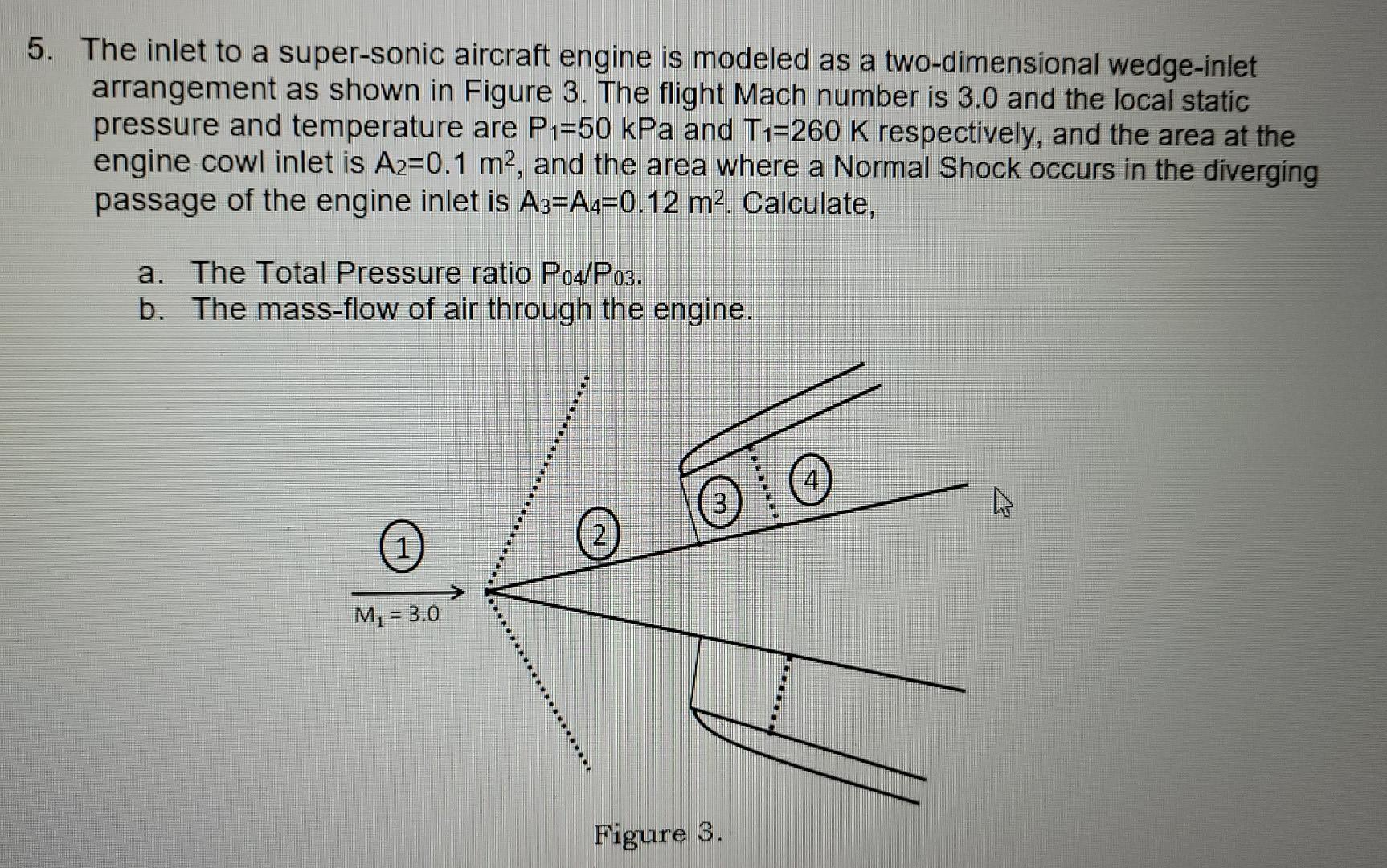 5. The inlet to a super-sonic aircraft engine is | Chegg.com