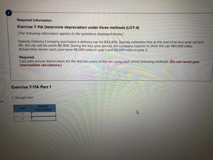 Solved Required information Exercise 7-11A Determine | Chegg.com