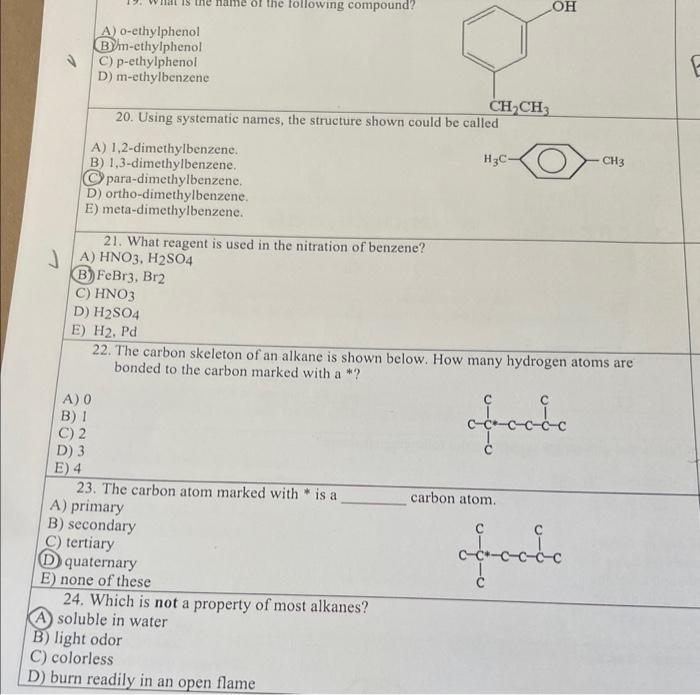 Solved A) o-ethylphenol (B) m-ethylphenol C) p-ethylphenol | Chegg.com