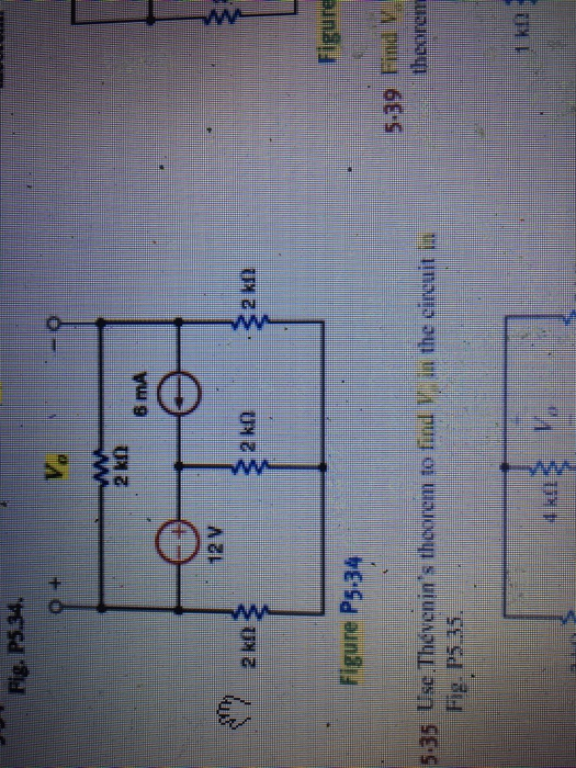 Solved Fig. P5.34. BmA 2 KA3 20 21 Figure P5.34 5-39 Find V. | Chegg.com