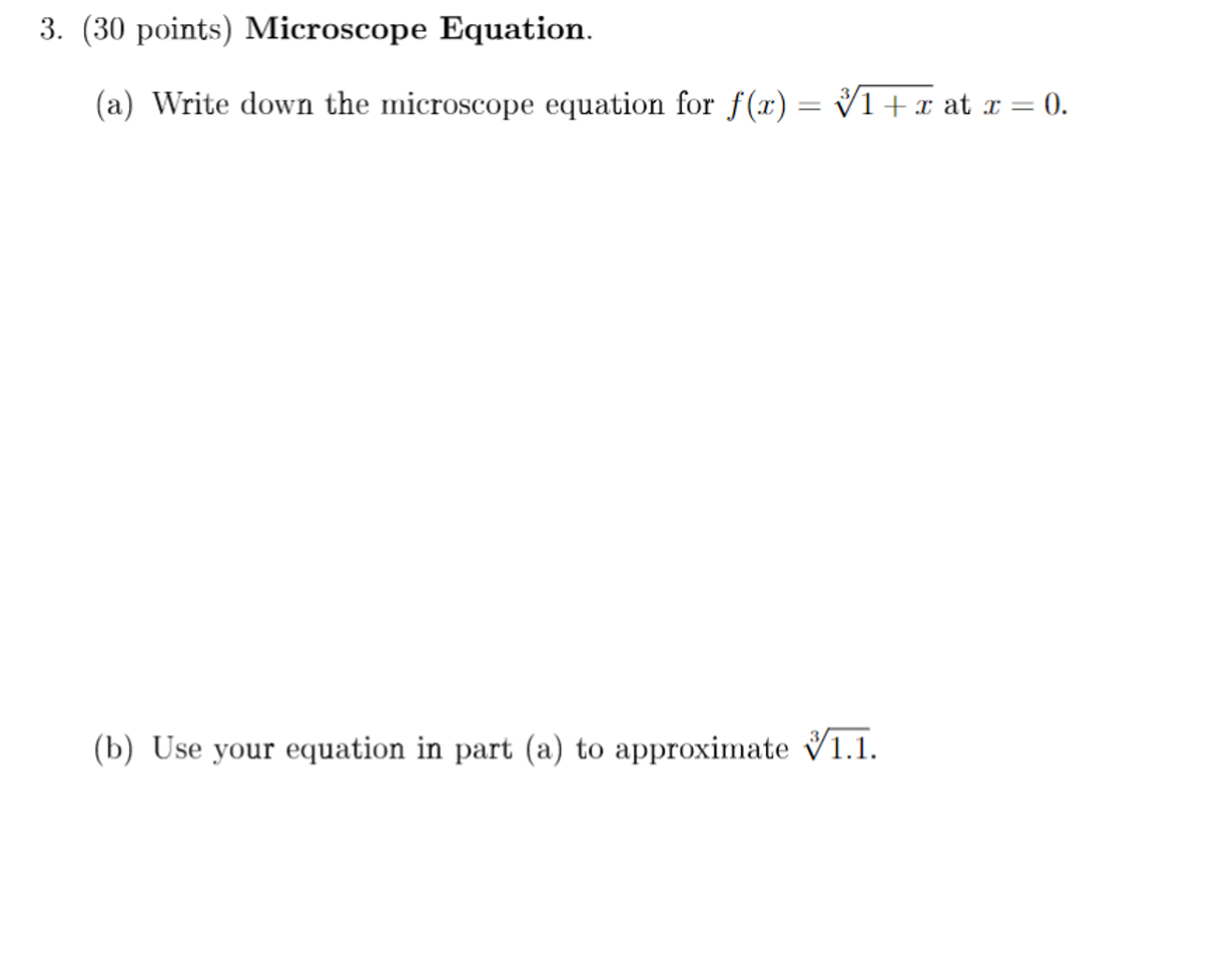 Solved (30 ﻿points) ﻿Microscope Equation.(a) ﻿Write down the | Chegg.com