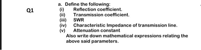 Solved Q1 a. Define the following: (i) Reflection | Chegg.com