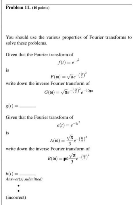 Solved Problem 11. (10 points) You should use the various | Chegg.com