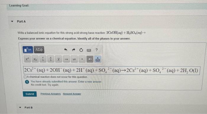 Solved White a balanced ionic equation for this strong | Chegg.com