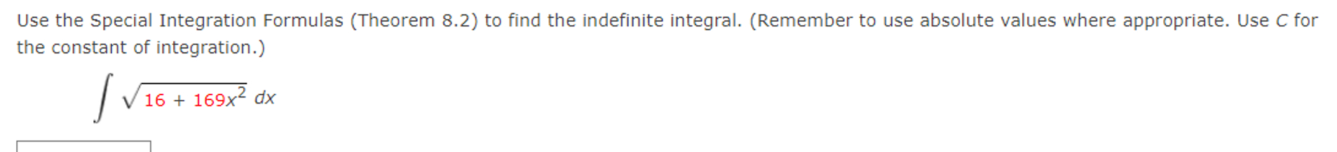 Solved Use the Special Integration Formulas (Theorem 8.2) | Chegg.com
