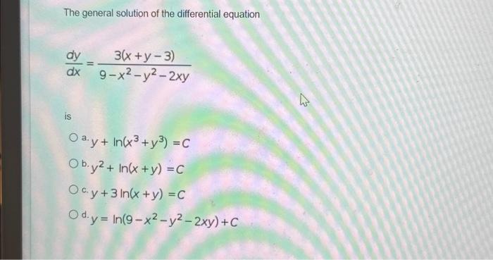 Solved The general solution of the differential equation | Chegg.com