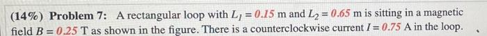 Solved (14\%) Problem 7: A rectangular loop with L1=0.15 m | Chegg.com