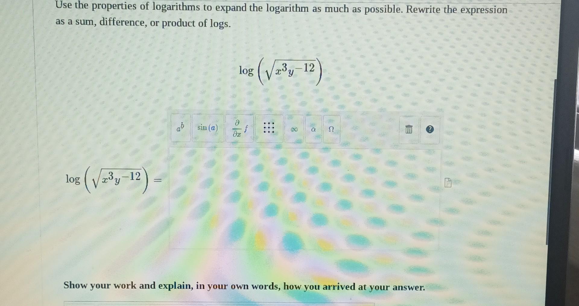 Solved Use the properties of logarithms to expand the | Chegg.com
