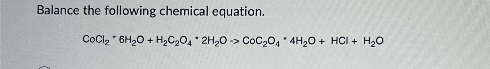 Balance the following chemical | Chegg.com