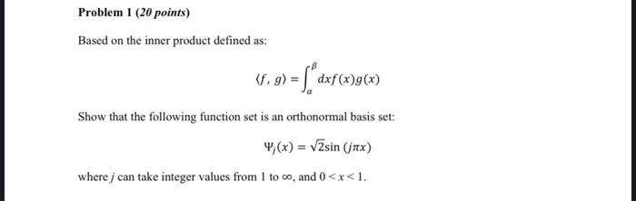 Solved Problem 1 (20 points) Based on the inner product | Chegg.com