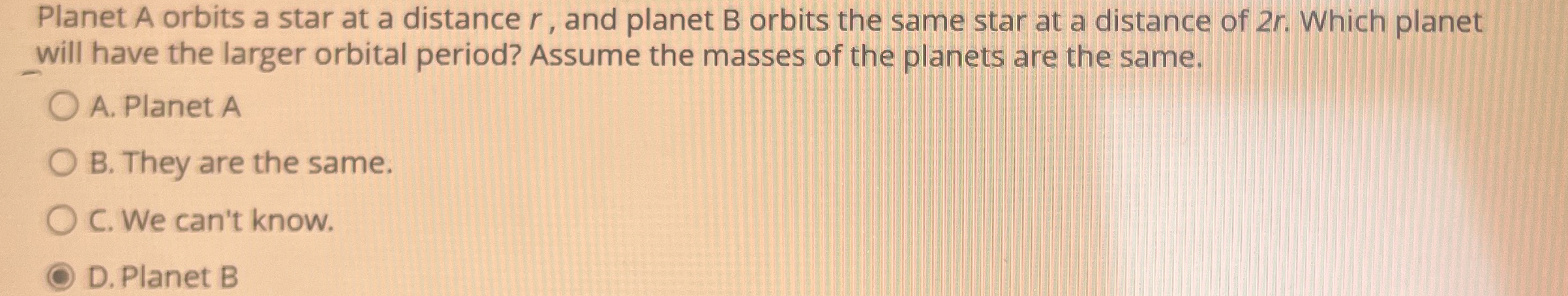 Solved Planet A orbits a star at a distance r, ﻿and planet B | Chegg.com