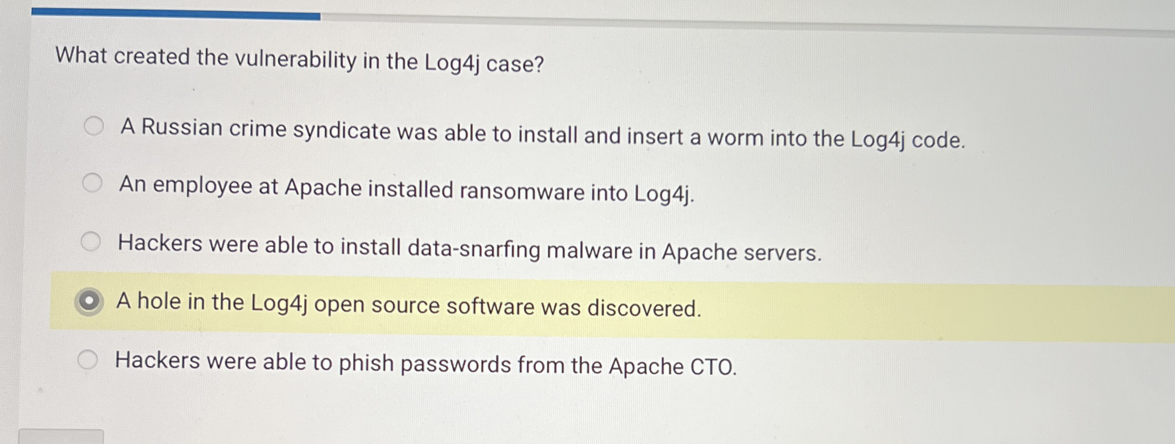 Solved What created the vulnerability in the Log4j case?A | Chegg.com
